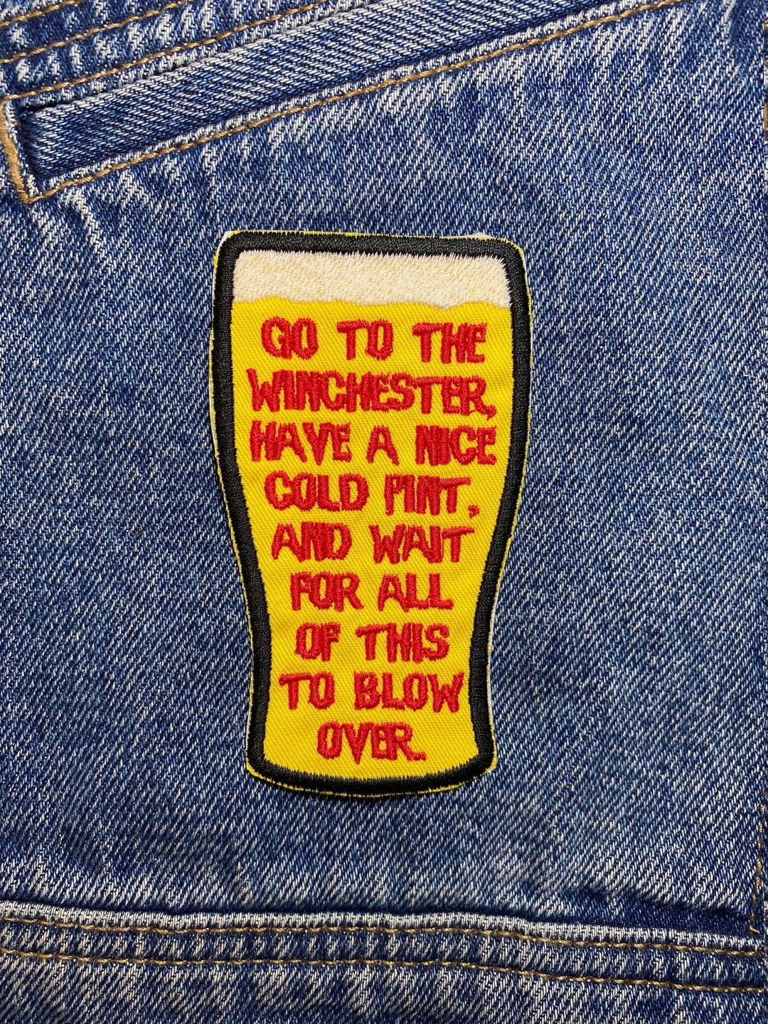 Shaun Pint Embroidered Patch. Horror Movie Inspired Patches. Iron on ...