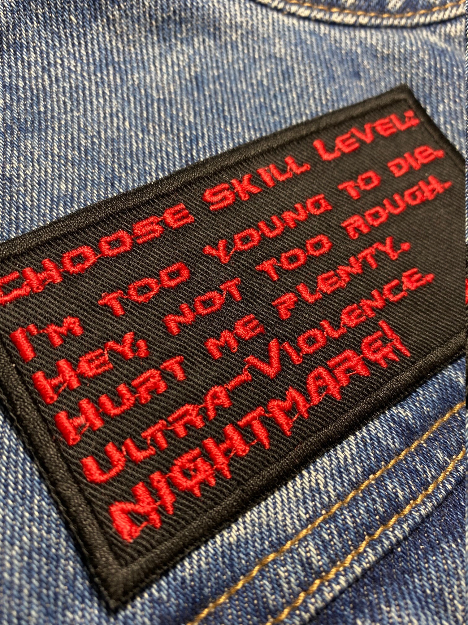 Skill Level Embroidered Patch. Horror Movie Inspired Patches. Gaming ...