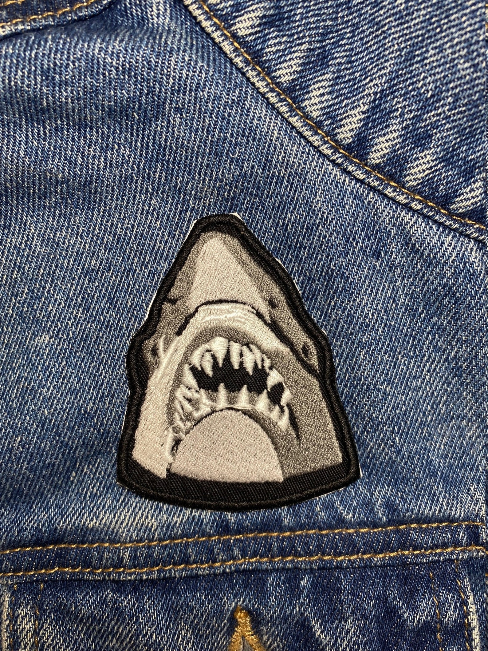 Poster Shark Embroidered Patch. Horror Movie Inspired Patches. Iron on ...