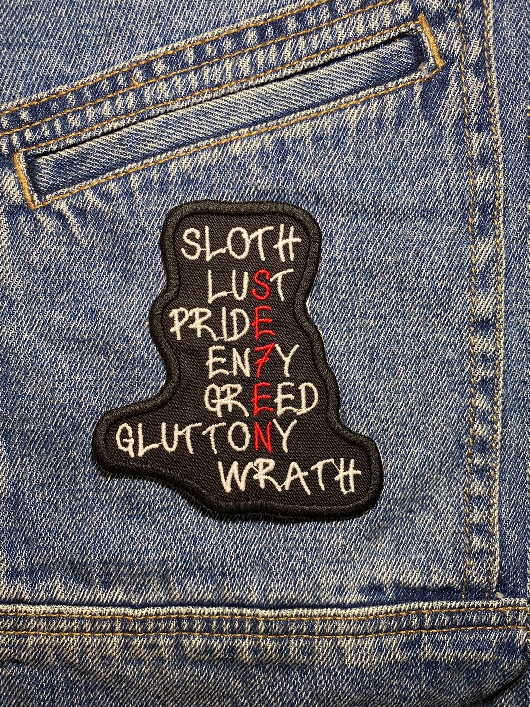 Sins Embroidered Patch. Horror Movie Inspired Patches. Iron on Backing ...
