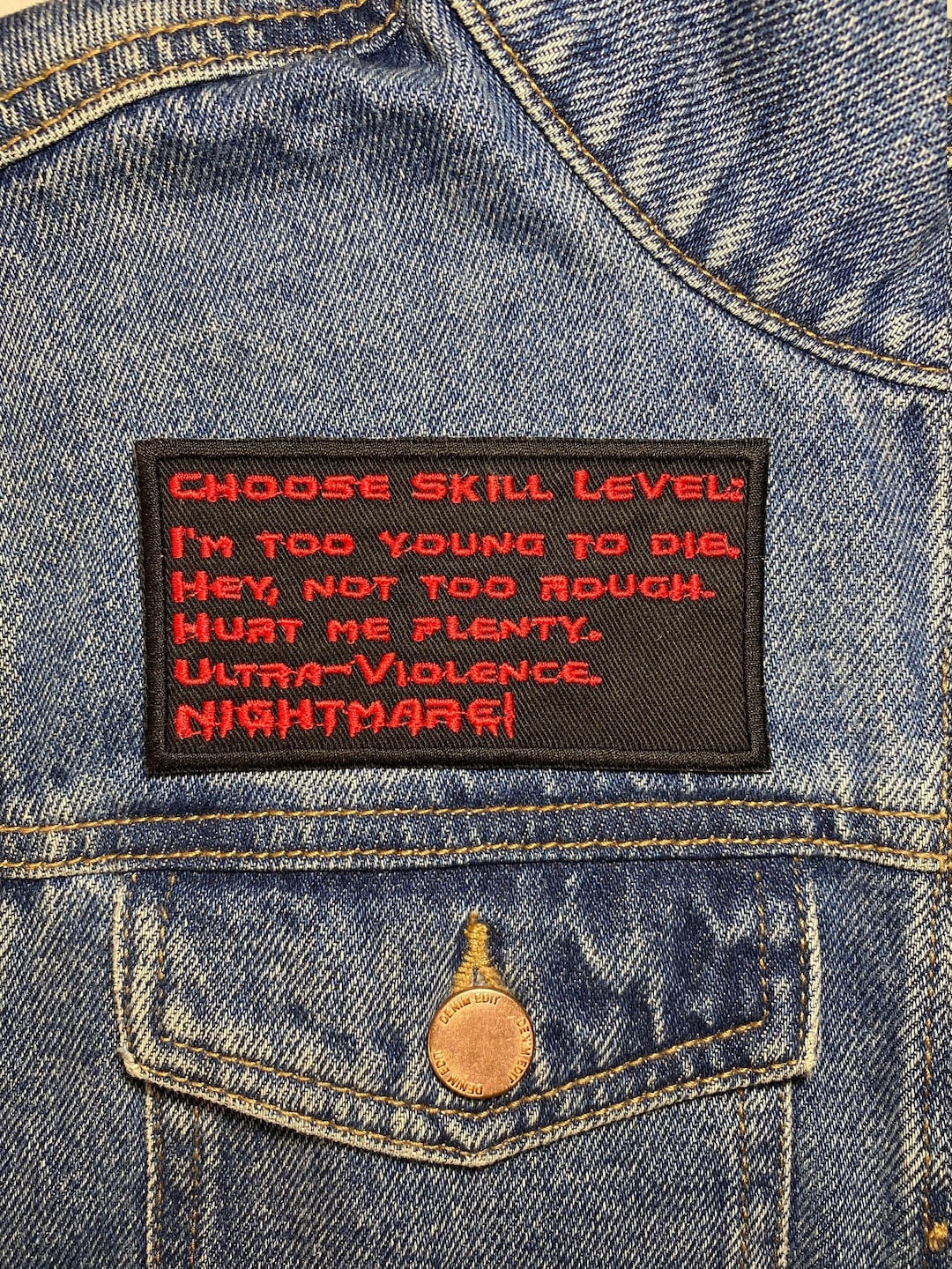 Skill Level Embroidered Patch. Horror Movie Inspired Patches. Gaming ...