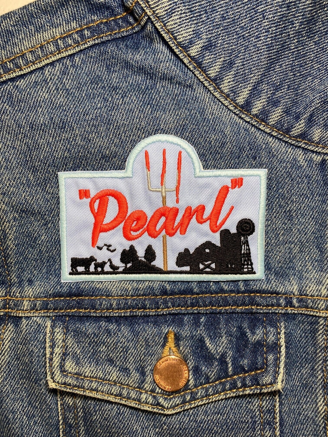 Pitchfork Pearl Embroidered Patch. Horror Movie Inspired Patches. Iron ...