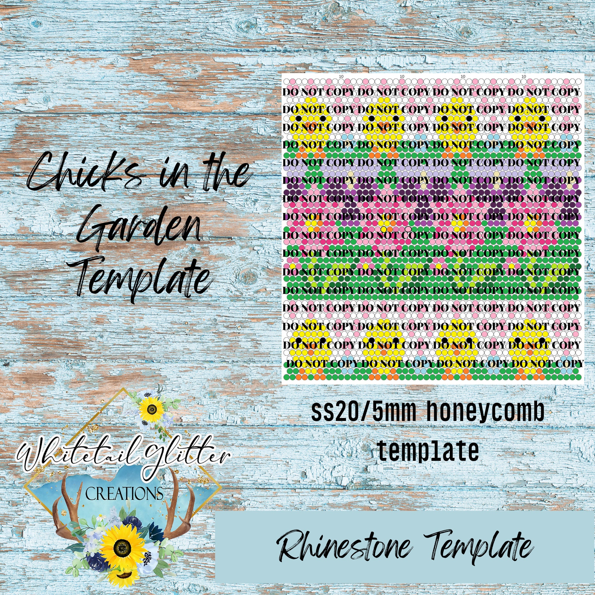 Chicks in the Garden Rhinestone Template 49 Stones per Row SS20 20oz ...