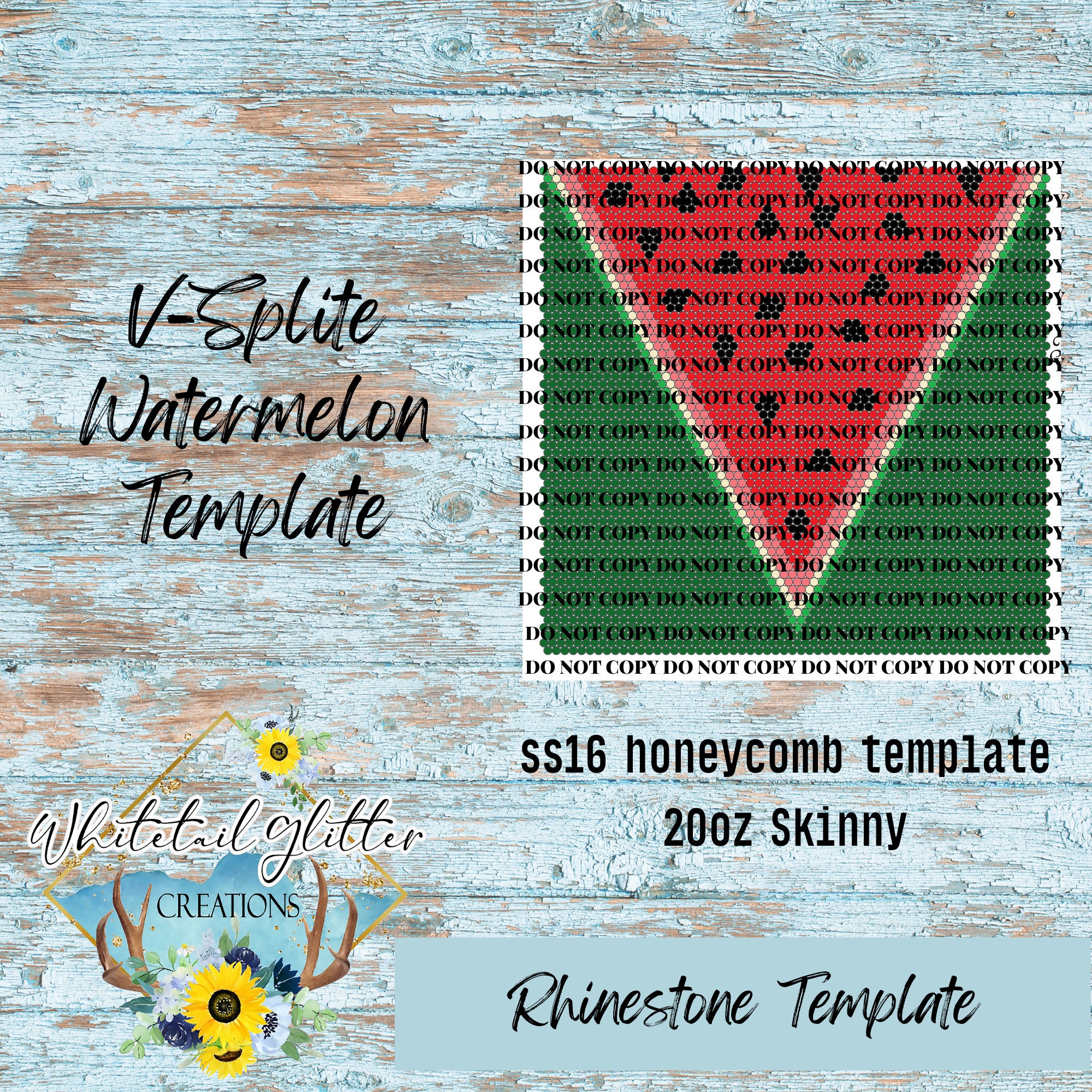 Watermelon V-Split Rhinestone Template 60 Stones Per Row SS16 20oz ...