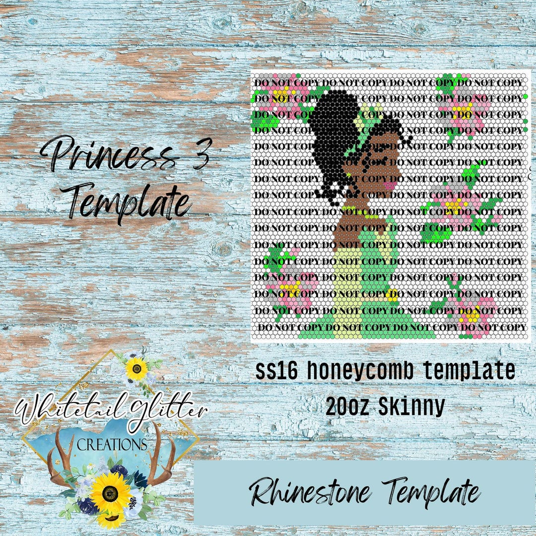 Princess 3 Rhinestone Template 60 Stones per Row SS16 20oz Skinny - Etsy