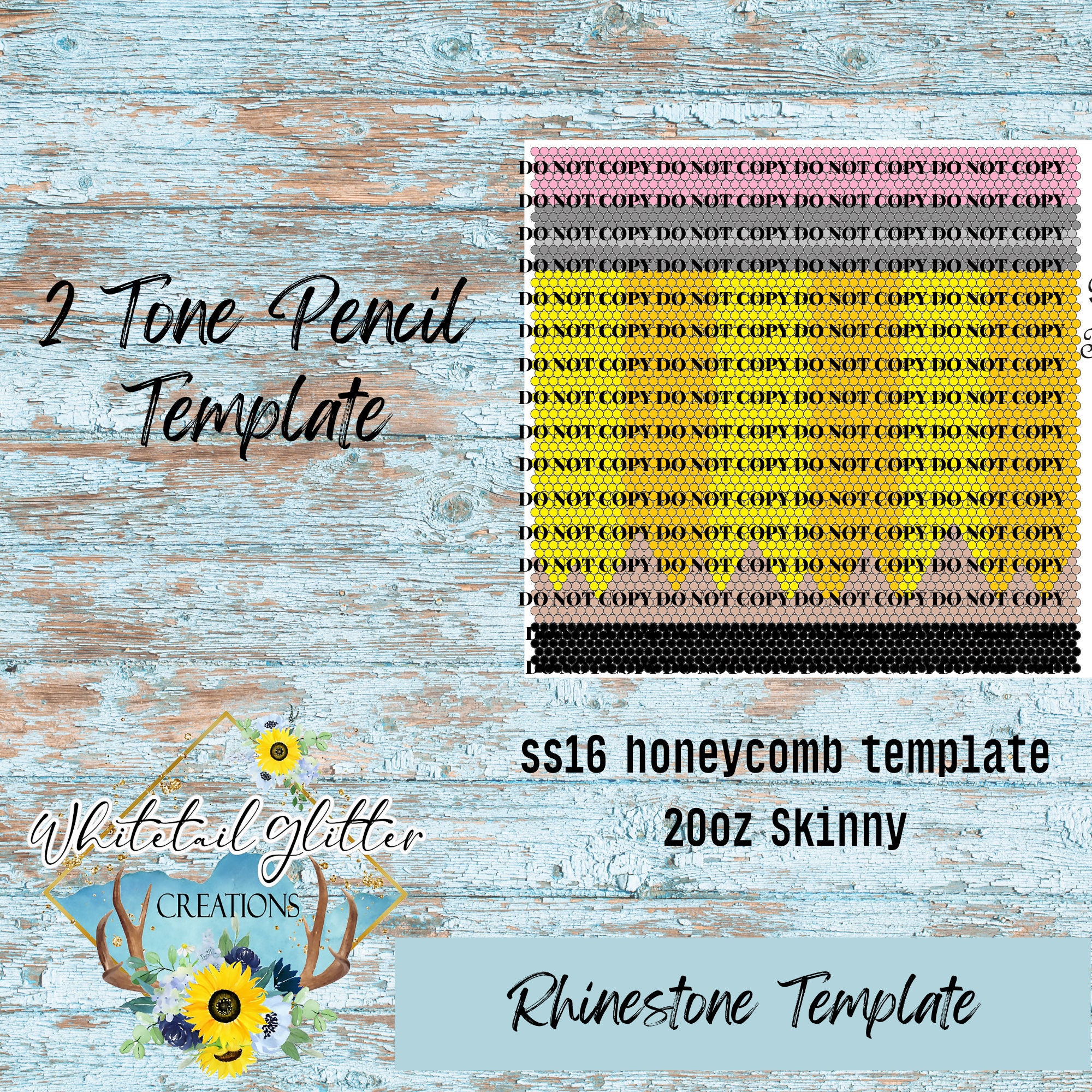 2 Tone Pencil Rhinestone Template 60 Stones per Row SS16 20oz Skinny - Etsy