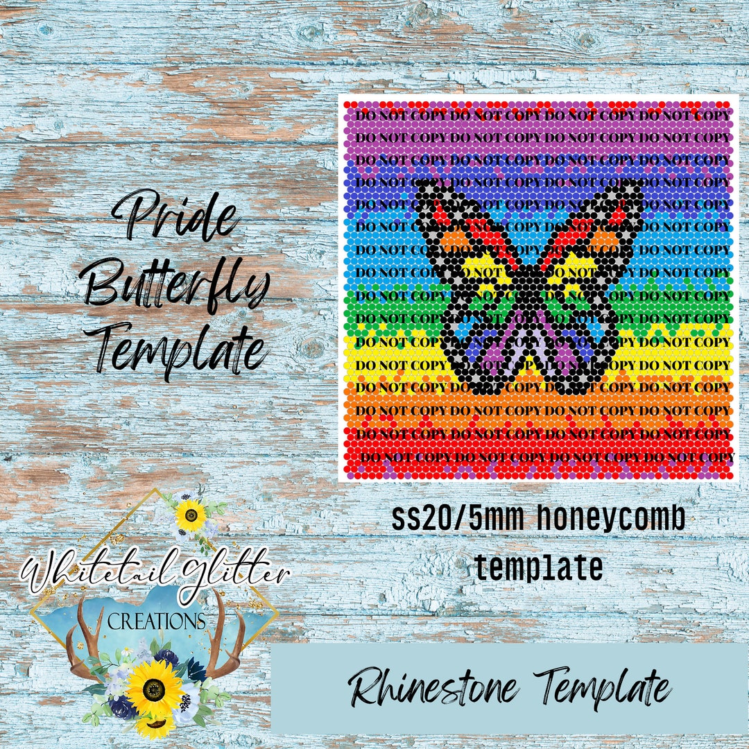 Pride Butterfly Rhinestone Template 54 Stones per Row SS20 30oz Skinny ...
