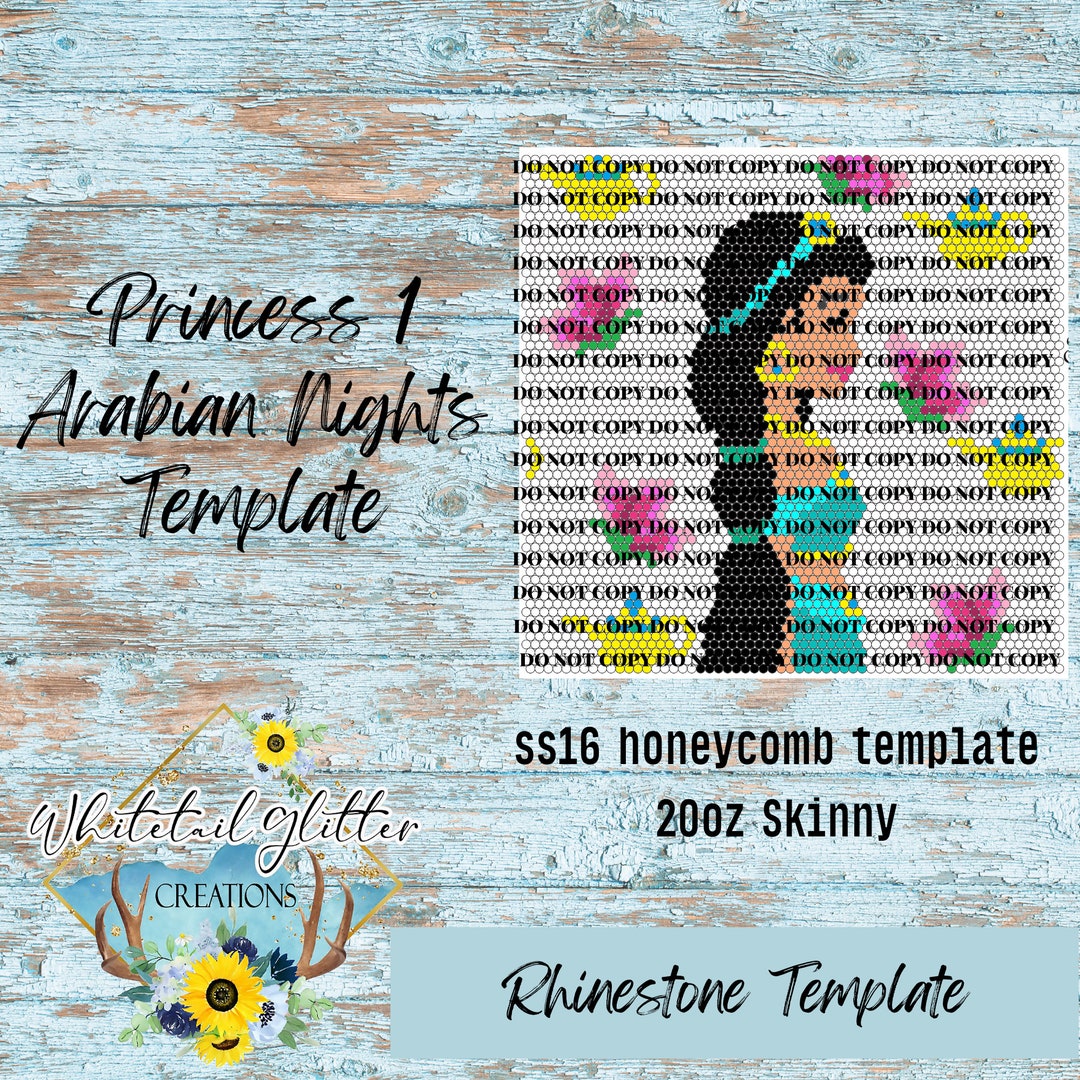 Princess 1 Rhinestone Template 60 Stones per Row SS16 20oz Skinny - Etsy