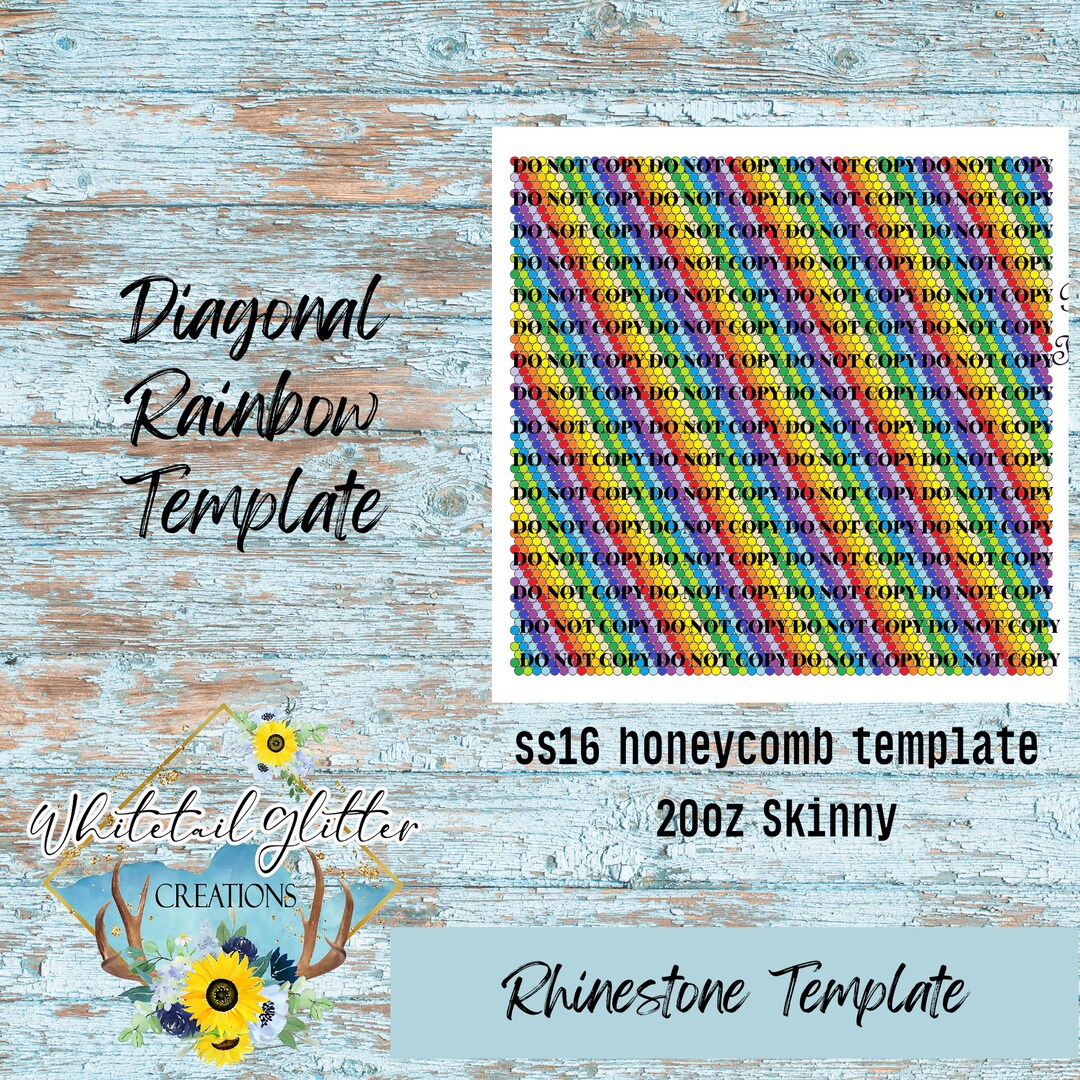 Diagonal Rainbow Stripes Rhinestone Template 60 Stones per Row SS16 ...