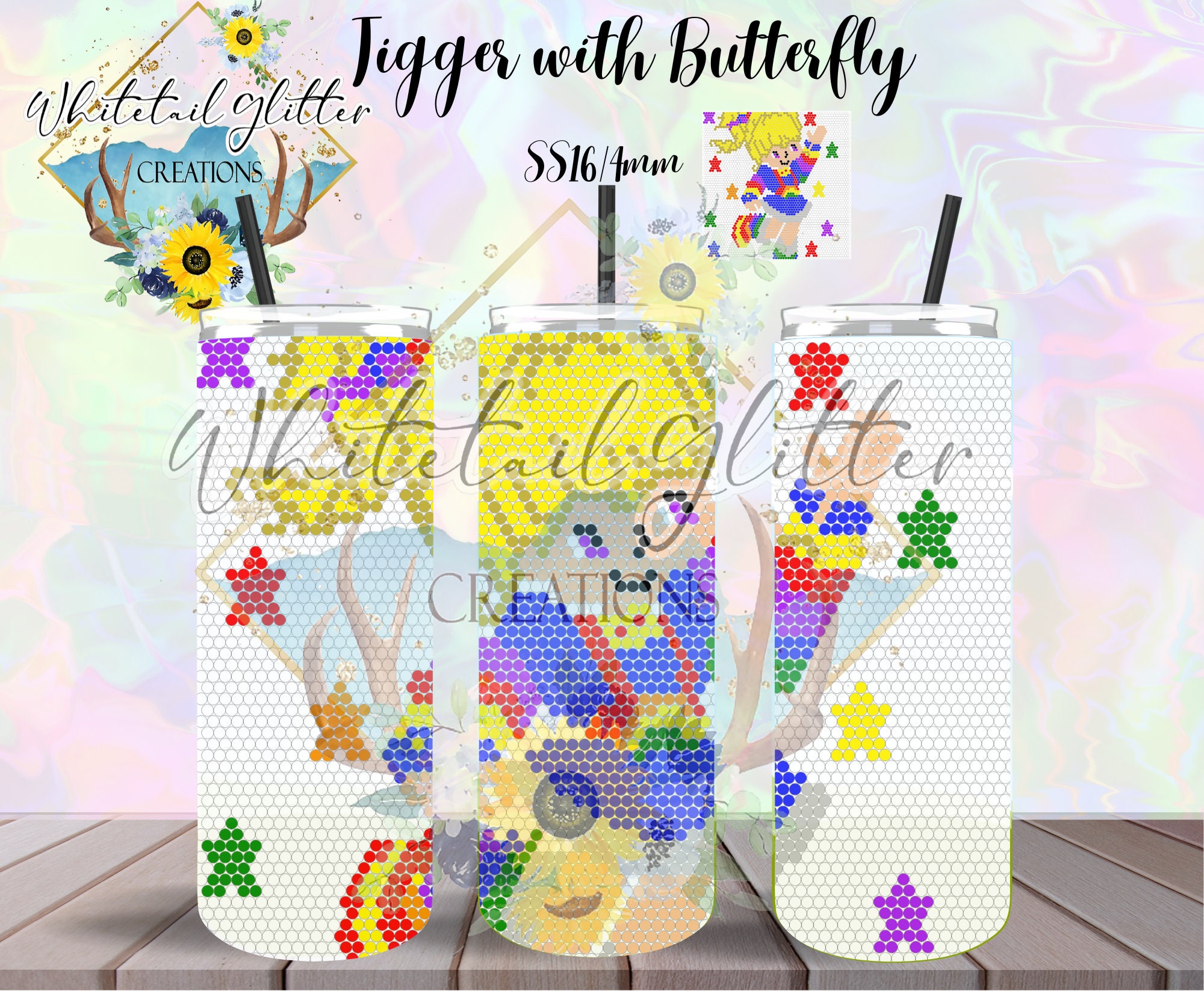 Rainbow Brite Rhinestone Template 60 Stones per Row SS16 20oz Skinny - Etsy