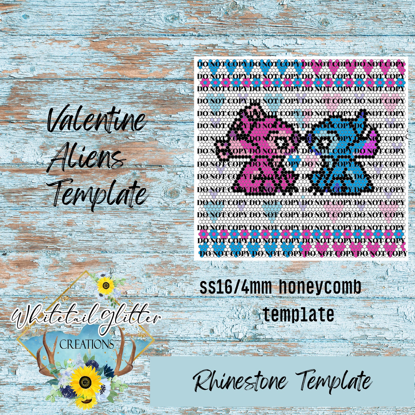 Valentine Aliens Rhinestone Template 60 Stones per Row SS16 - Etsy