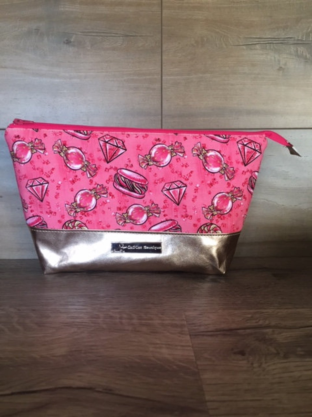 Openwide Makeup Case, Pink Candy Pouch, Project Case, Travel Bag, Gold ...