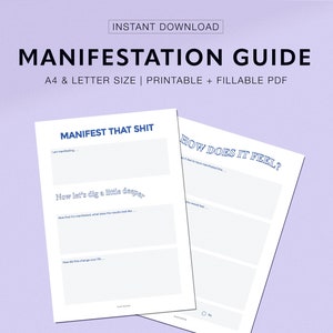 Printable Manifestation Guide | Fillable Worksheet | A4 & Letter Size ...