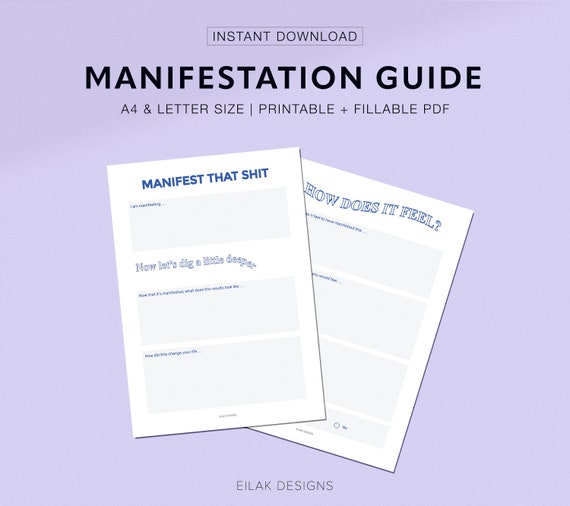 Printable Manifestation Guide Fillable Worksheet A4 & - Etsy