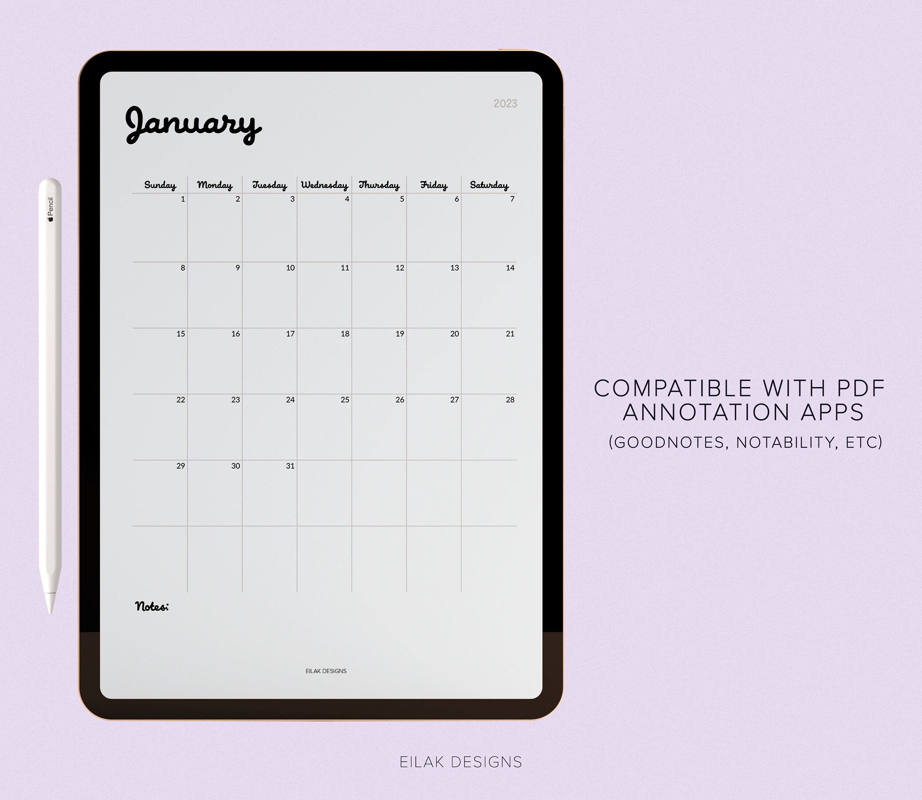 2023 Monthly Calendar Digital Calendar Instant Download - Etsy