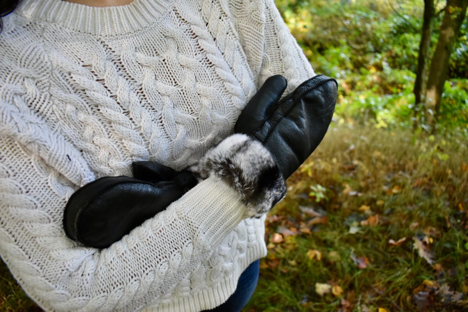 Ladiessheepskin Mittenwith a Rex Rabbit Cuff in Black/frost. - Etsy