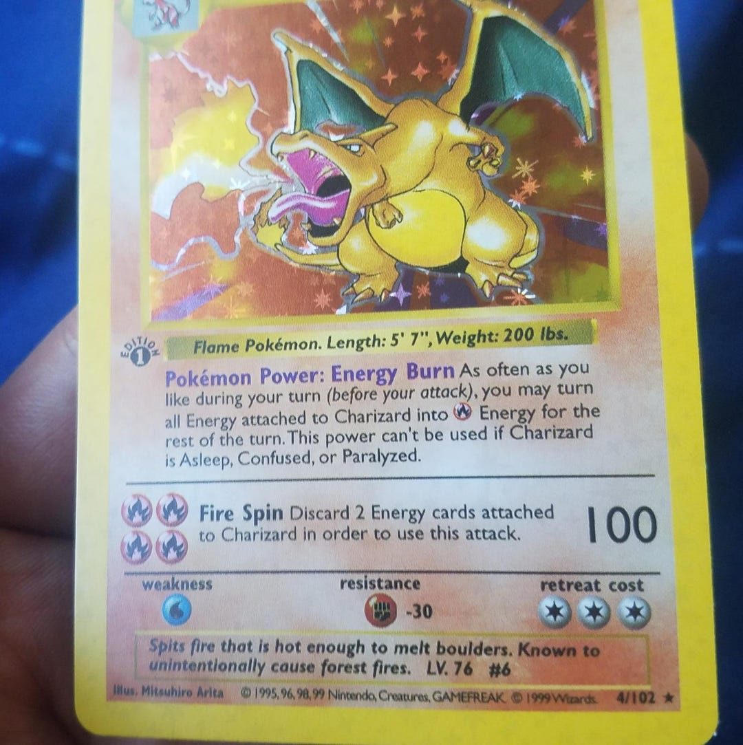 Star Holo) (thick Stamp) 1st Edition Charizard Pokemon Card Base Set ...