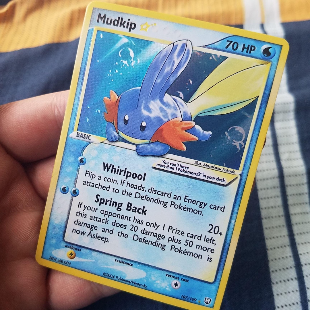 Lighting Holo Pokemon Card Gold Star Team Rocket Returns Mudkip 107/109 ...