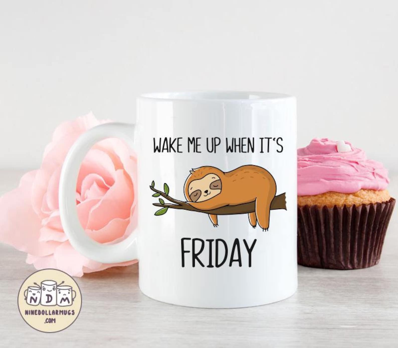 Wake Me When It's Friday funny sloth mug Monday morning | Etsy