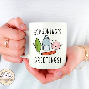 Seasoning's Greetings, Holiday Mug, Christmas Gift, Pun Mug, Gifts ...