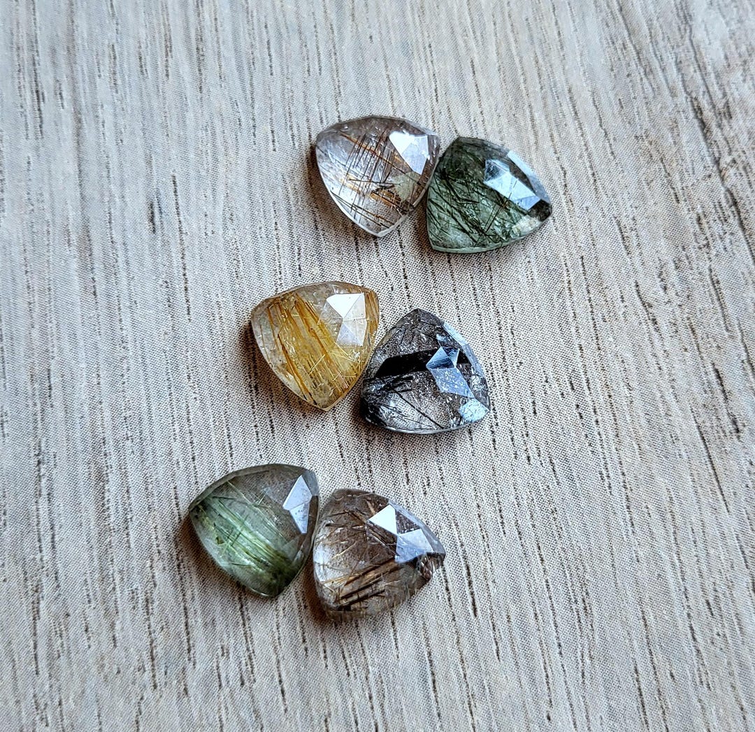 Multicolored Rutile Cabochons, Green Rutile, Rutile, Rutilated Quartz ...