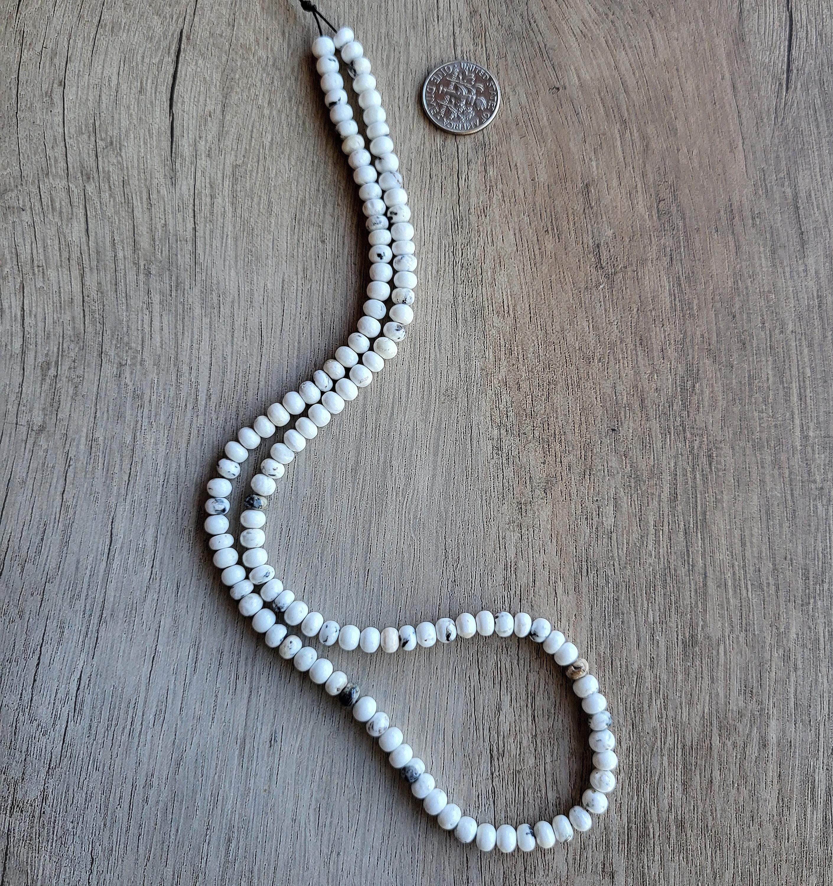 White Buffalo Abacus Beads, Rondelle Beads White Black Jewelers Bead ...