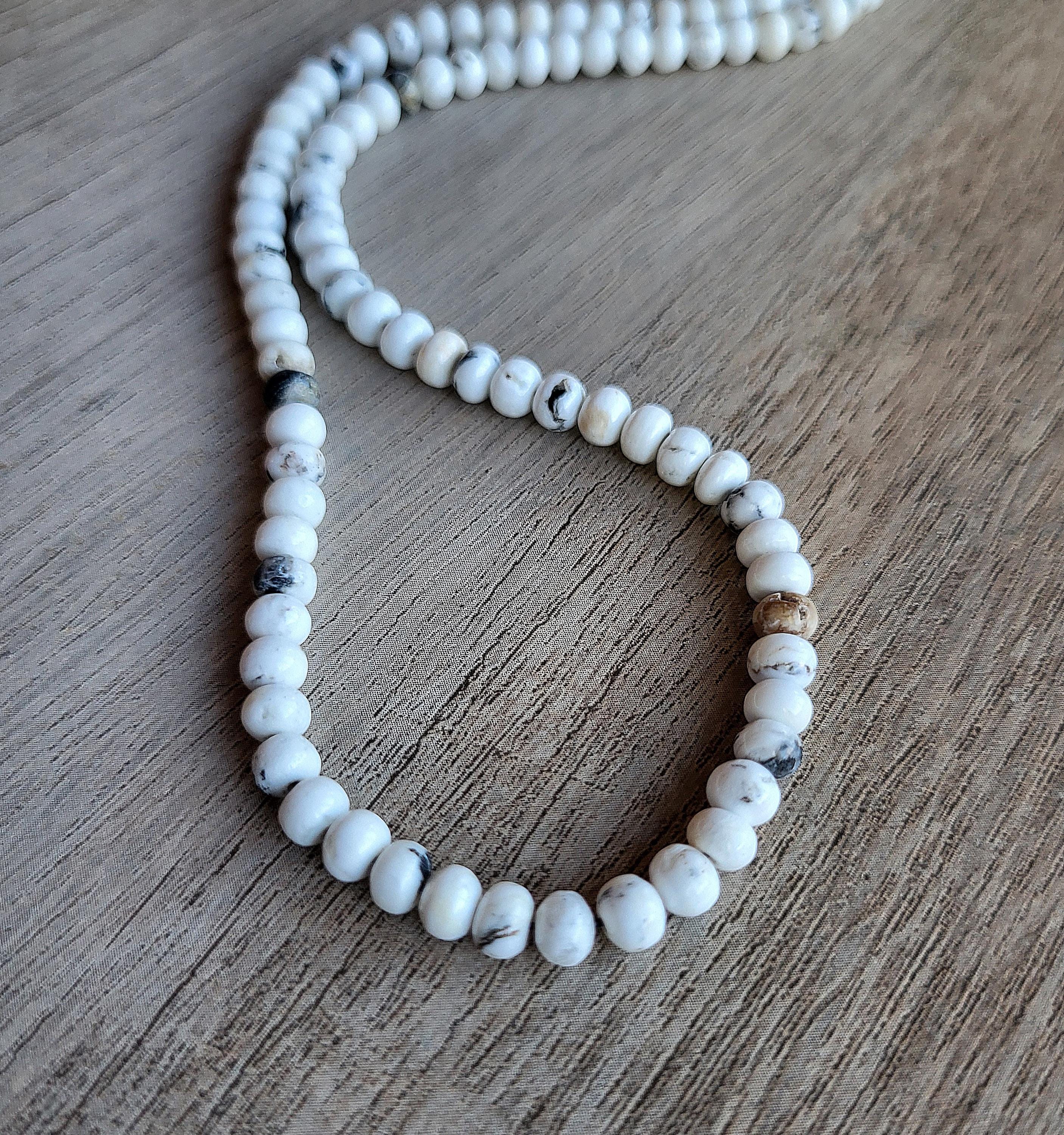 White Buffalo Abacus Beads, Rondelle Beads White Black Jewelers Bead ...
