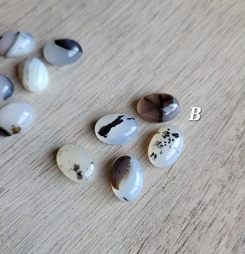 Domed Dendritic Agate, Spotted Clear Brown White Stones, Calibrated ...