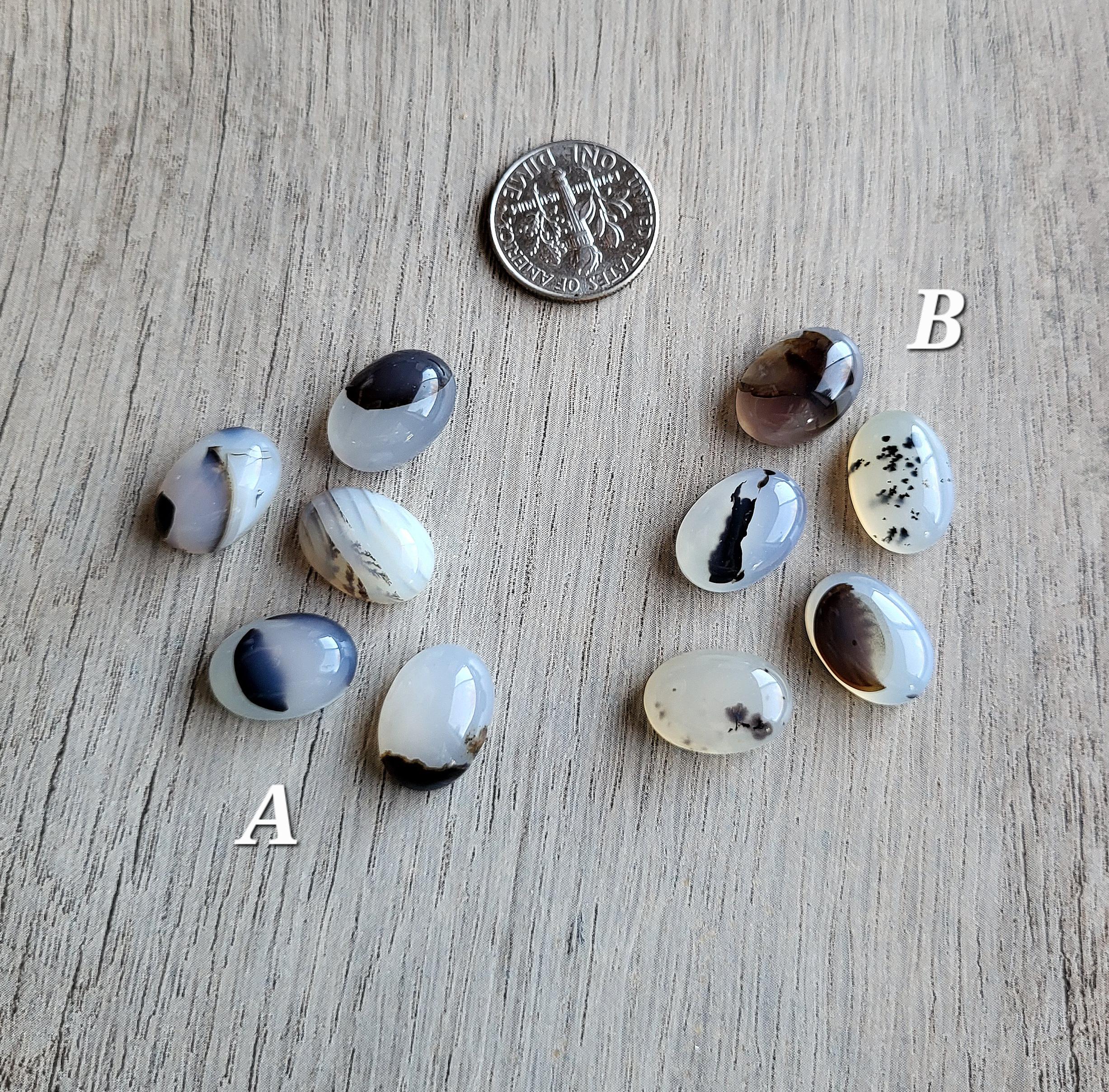 Domed Dendritic Agate, Spotted Clear Brown White Stones, Calibrated ...