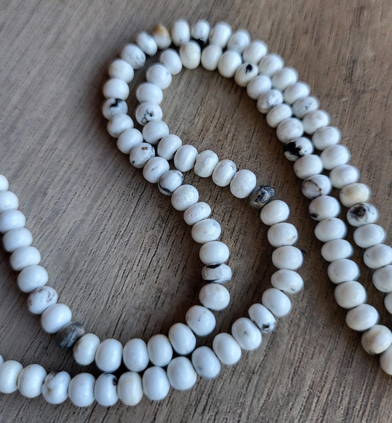 White Buffalo Abacus Beads, Rondelle Beads White Black Jewelers Bead ...