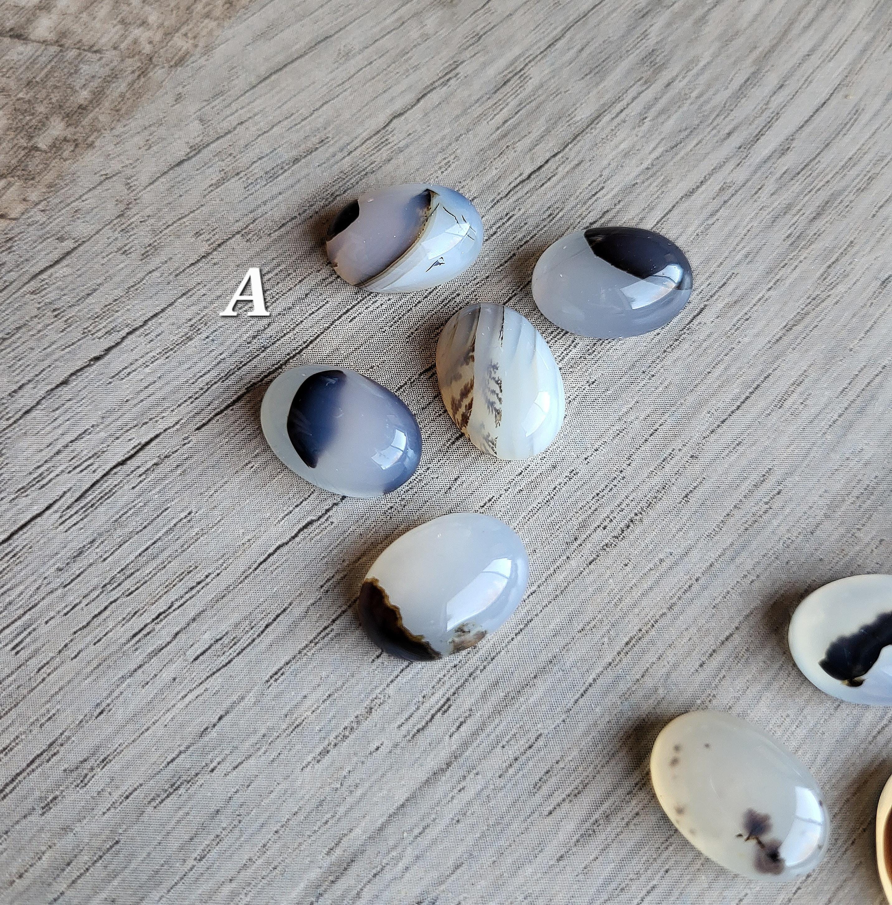 Domed Dendritic Agate, Spotted Clear Brown White Stones, Calibrated ...