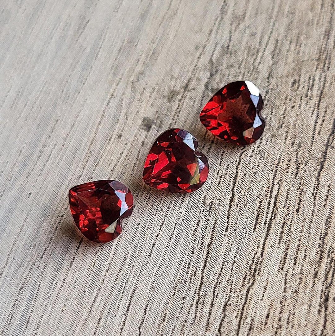 Faceted Garnet Hearts, Garnet Heart, Faceted Heart, Heart Stone, Heart ...