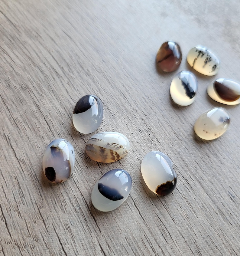 Domed Dendritic Agate, Spotted Clear Brown White Stones, Calibrated ...