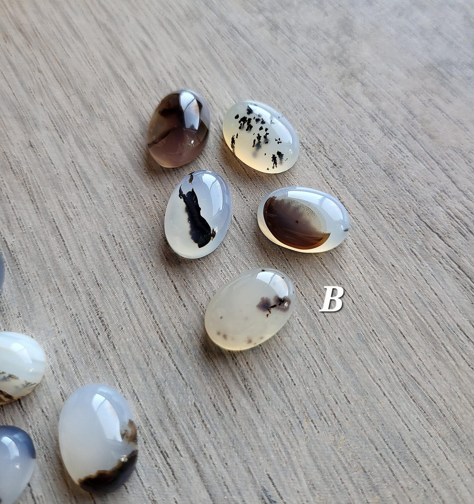 Domed Dendritic Agate, Spotted Clear Brown White Stones, Calibrated ...