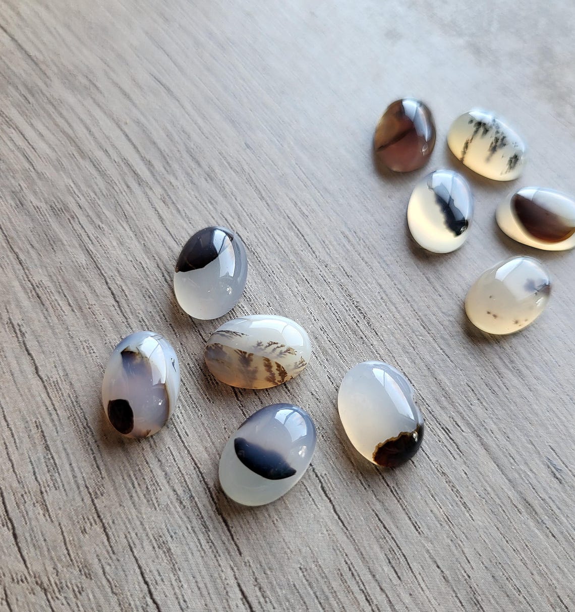 Domed Dendritic Agate, Spotted Clear Brown White Stones, Calibrated ...