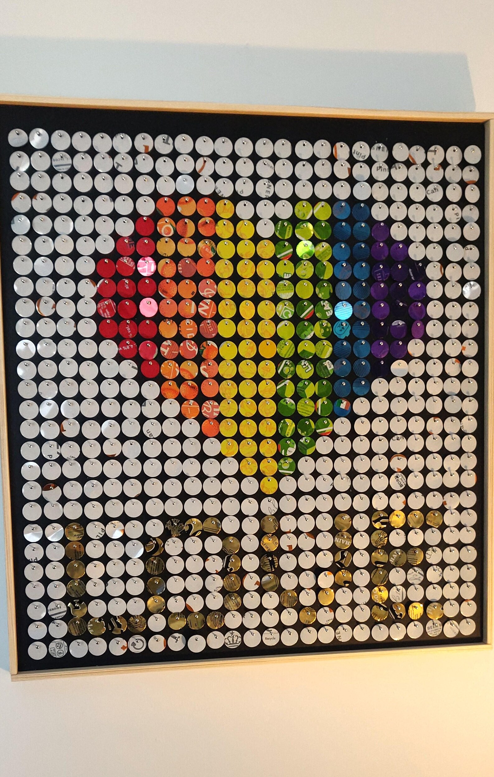 Rainbow Love Sign/ Shimmering Mosaic / Upcycled Aluminium Cans Picture ...