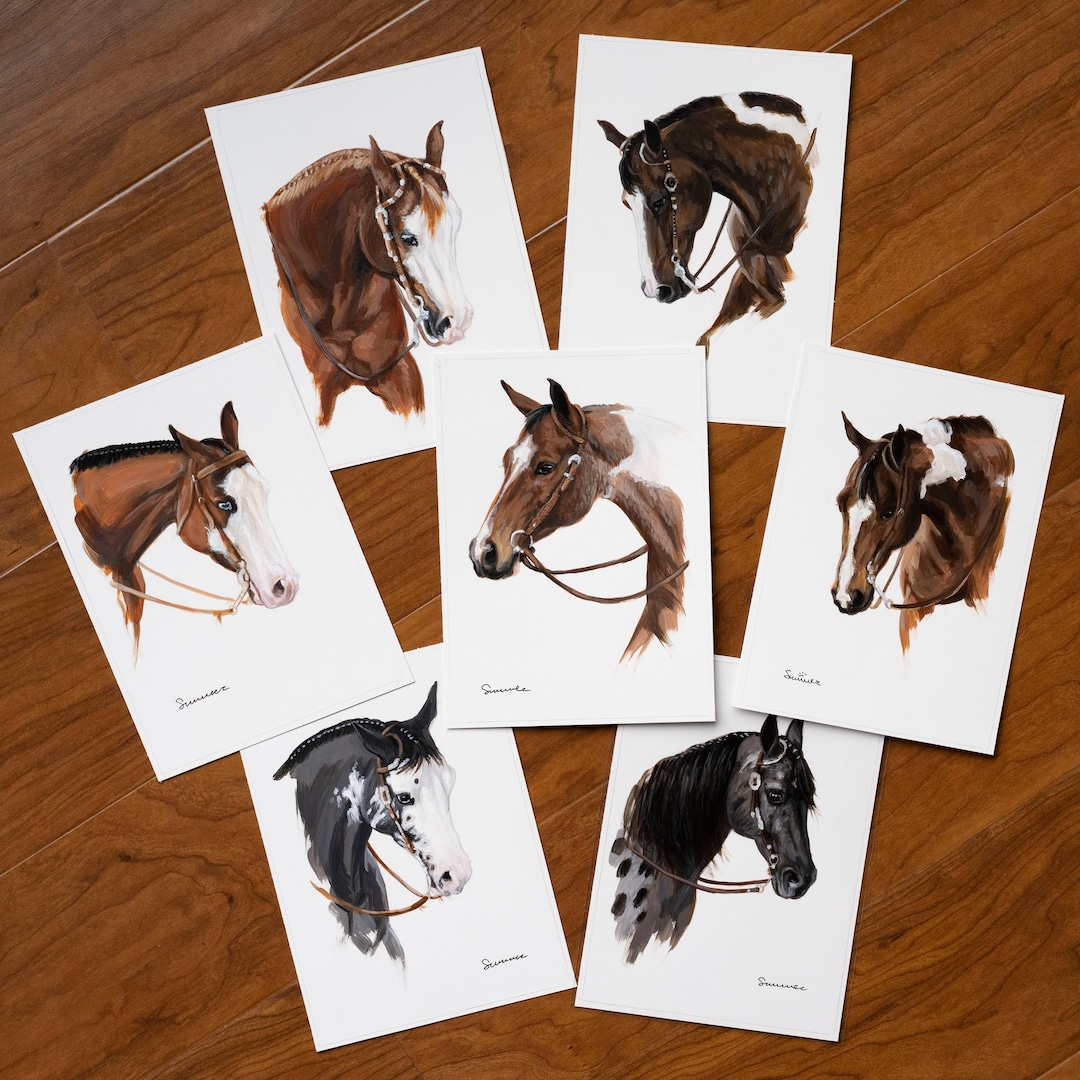 Equine Portrait Hand Painted, Horse Lover, Equine Art, Horse Artwork ...