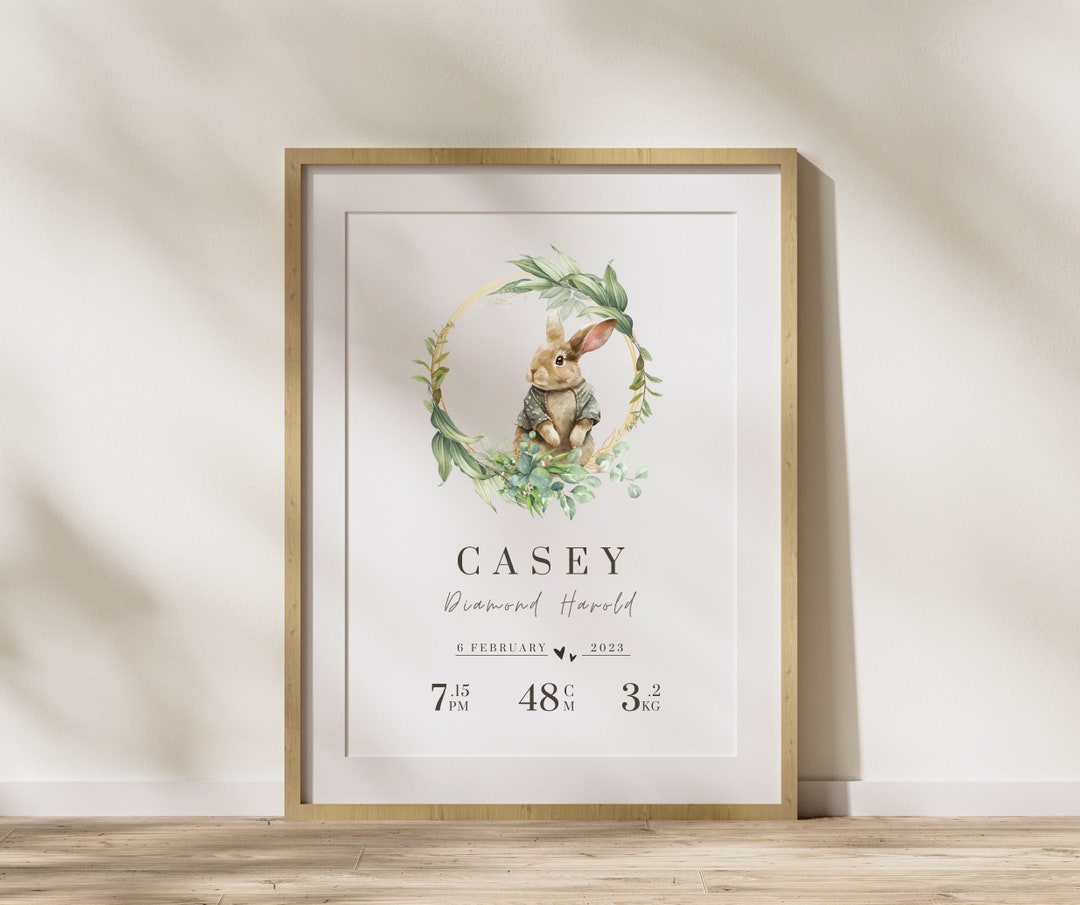 PERSONALISED Baby Birth Details, Printable Custom Name, Nursery Wall ...
