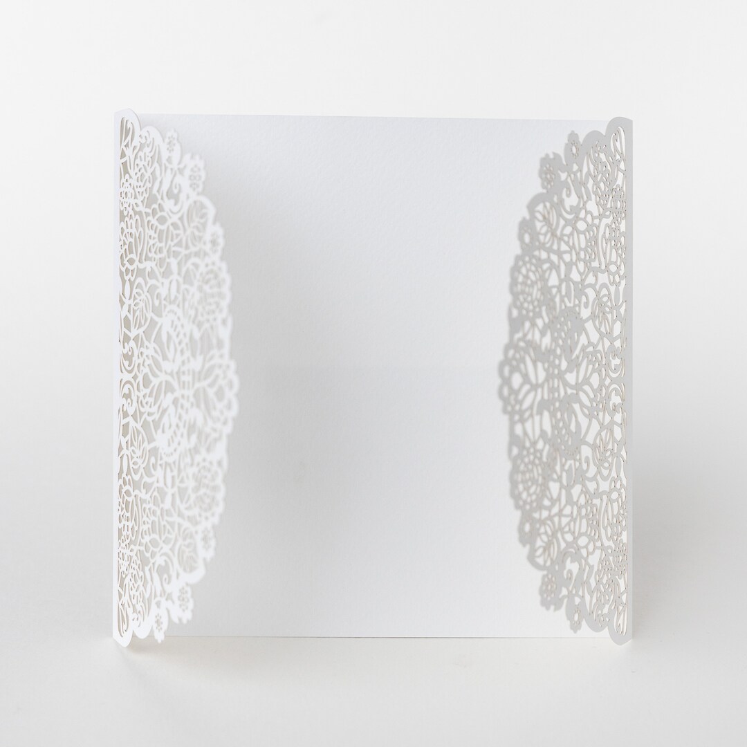 Ivory Cover Laser Cut Cover DIY Invitations Intricate Lace Cut Into the ...