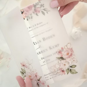 Printed Blush Pink and White Vellum Jacket, 5x7" Vellum Wrap, Clear ...