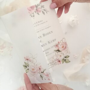 Printed Blush Pink and White Vellum Jacket, 5x7" Vellum Wrap, Clear ...