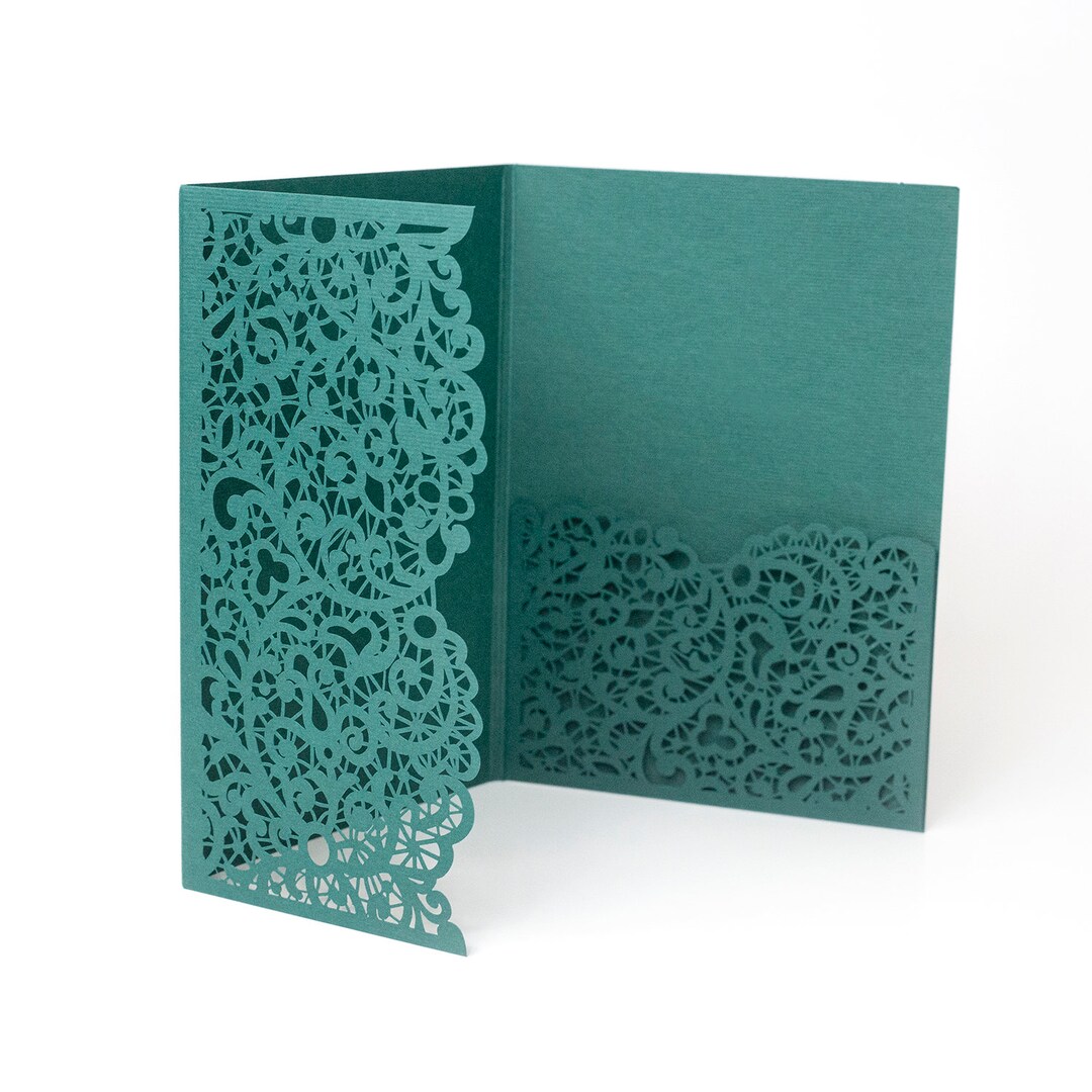 Laser Cut Invitation Covers - Forest Green Colour, Cover With Envelope ...
