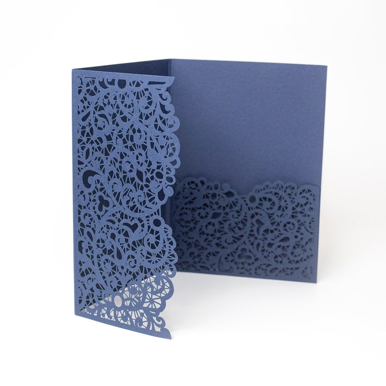 Navy Blue Covers Laser Cut Invitation Covers, DIY Invitations, Wedding ...