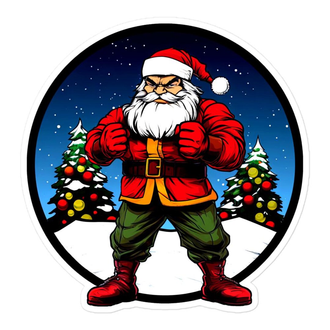 Santa Fighter Sticker - Etsy