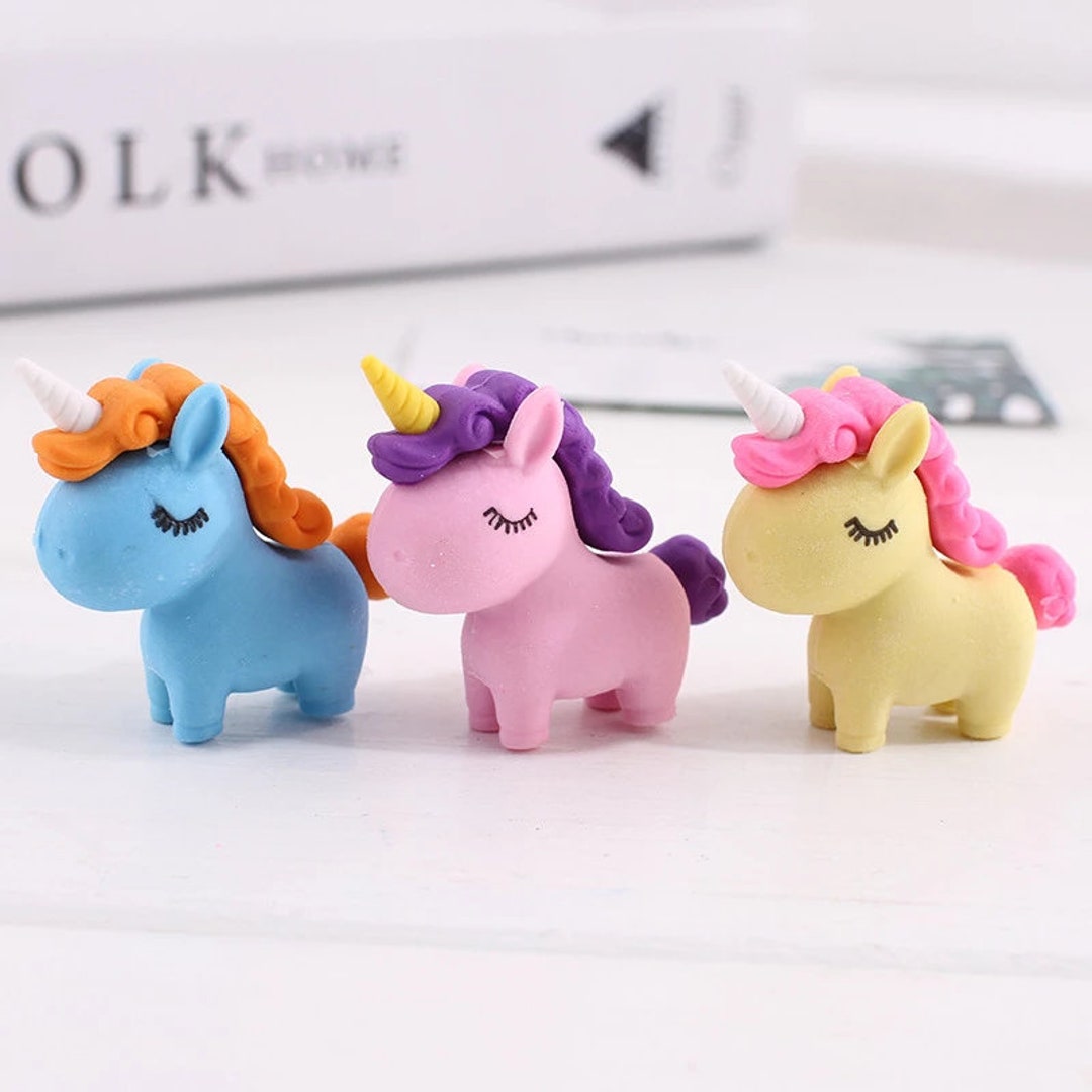 3x Cute Unicorn Eraser - Etsy