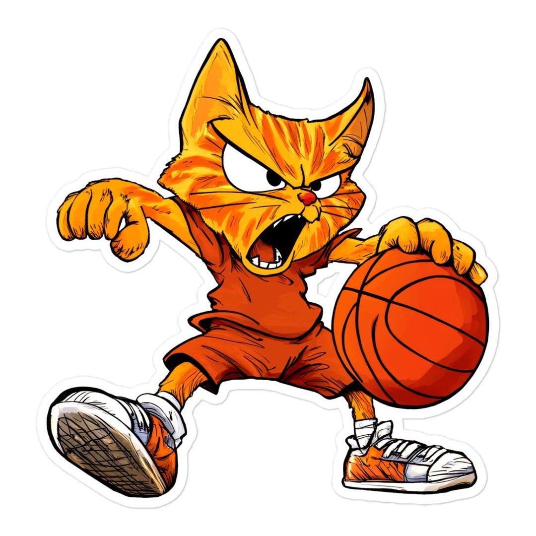Basketball Cats - Cool Tomcat Sticker - Etsy