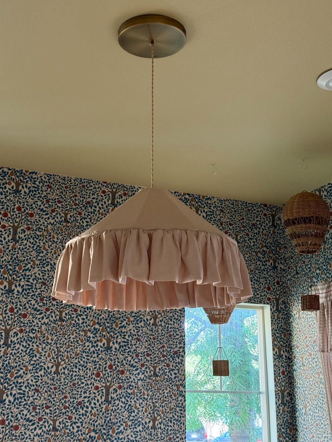 Natural Linen Ruffled Lampshade: Handmade Rustic Boho Light Shade for ...