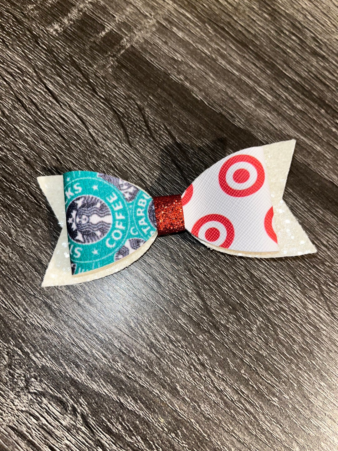 Starbies and Target Run Bullseye Glitter Hair Bow Clip - Etsy