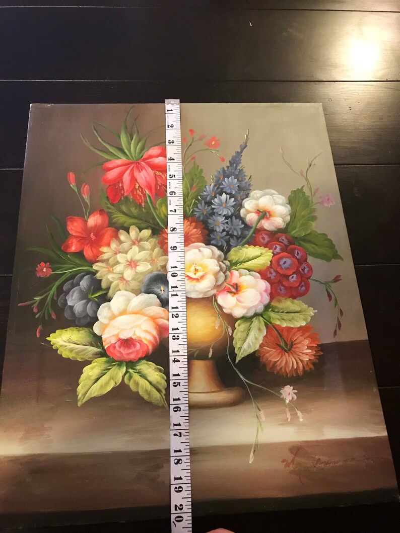 M. Aaron Signed Oil painting On Canvas Floral Vase - Etsy.de