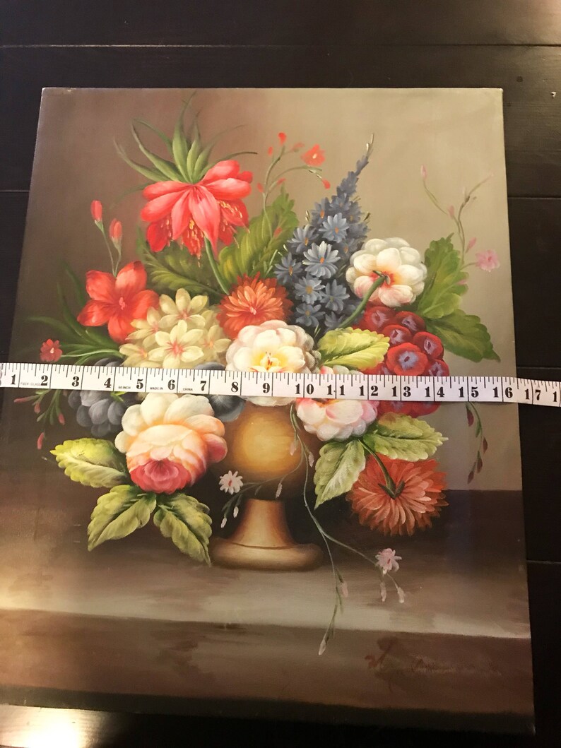 M. Aaron Signed Oil painting On Canvas Floral Vase - Etsy.de